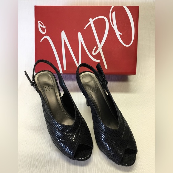 Impo | Shoes | Impo Black Snake Design Black Heels | Poshmark